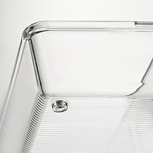 mDesign Adjustable, Expandable Plastic Kitchen Cabinet Drawer Storage Organizer Tray - for Storing Organizing Cutlery, Spoons, Cooking Utensils, Gadgets - 2 Pack - Clear