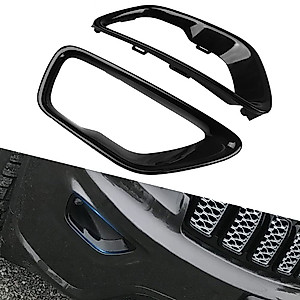 sportuli Black Front Fog Light Cover Fog Lamp Trim Replace for 2017-2021 Jeep Grand Cherokee (2017-2021)