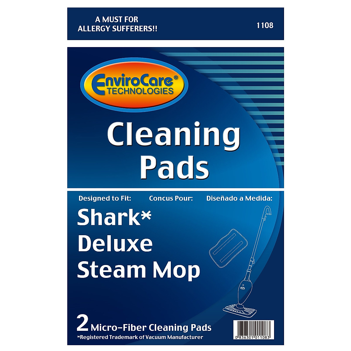 EnviroCare Replacement Cleaning Mop Pads Compatible with Shark Deluxe Steam Mops Shark Steam Mop S3101 S3202 S3250 S3251 Spray Mop SK410 SK460 SK115 SK140 SK141 SK435CO 2 Pack