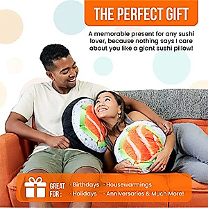 TILTECH Sushi Pillow - Funny Pillow for Bed & Couch, Soft Sushi Plush Cushion, Cute Pillows for Sushi Gifts