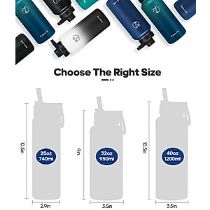 32oz/25oz Insulated Water Bottles with 2 Leak Proof Lids(Spout Lid and Straw Lid), Wide Mouth Sport Water Bottle with Straw, Stainless Steel Powder-Coated Water Flask, Double Walled Vacuum Thermos