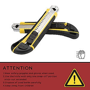 Wiltop Utility Knife, Heavy Duty Box Cutter with 2 Extra Retractable Blades Storage in Handle, Toughbuilt TPR Handle, ABS Body and Stainless Blade Slot