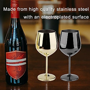 Arora Stainless Steel Wine Glass 18oz - Set of 2 Gold - 3.6" D x 8.3" H (851029)