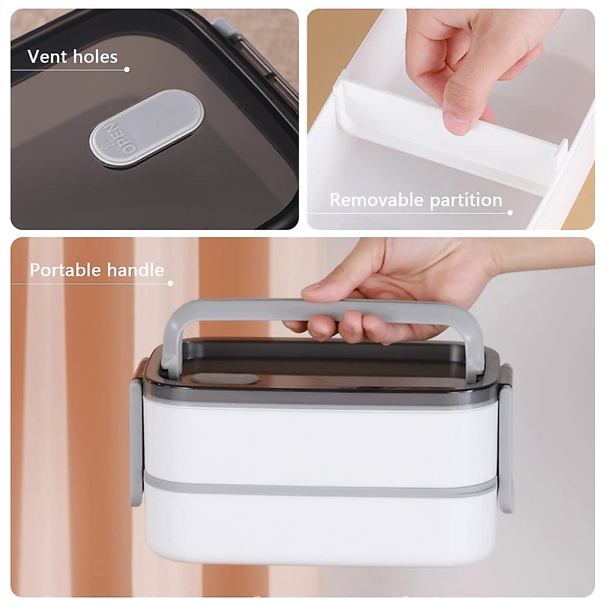 Adult Bento Box Lunch Box Large, Bento Box Japanese Lunch Box Kit with Bag & Utensils, Food Picks for Bento Box Containers, Stackable Bento Box for Adults, Microwave Bento Boxes BPA-free Food Safe