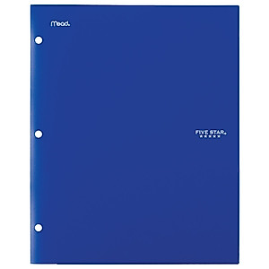 Five Star 4 Pocket Folders, Plastic, Folders with Pockets, Black, Blue, Red, Green, 4 Pack (38083)