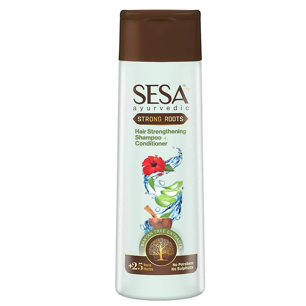 SESA Ayurvedic Strong Roots Hair Shampoo And Conditioner 200Ml Strengthening Roots Nourishes Scalp Paraben & Sulphate Free For Men & Women, 6.76 oz