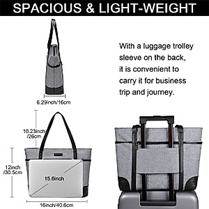 Laptop Bag for Women,ChaseChic Waterproof Classic Teacher's Tote Bag 15.6in Computer Work Bags for Women with Luggage Strap(Charcoal Gray)
