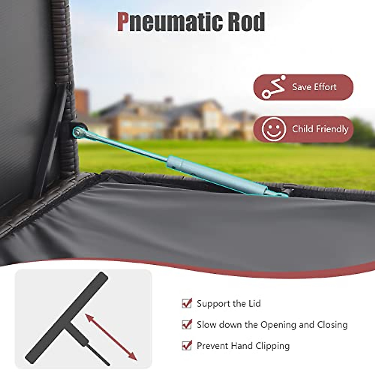 Giantex Outdoor Wicker Storage Box - 50 Gallon PE Rattan Storage Container with Lid, Waterproof Liner, Universal Wheels, Deck Storage for Pillows, Cushions, Gardening Tools, Mix Brown