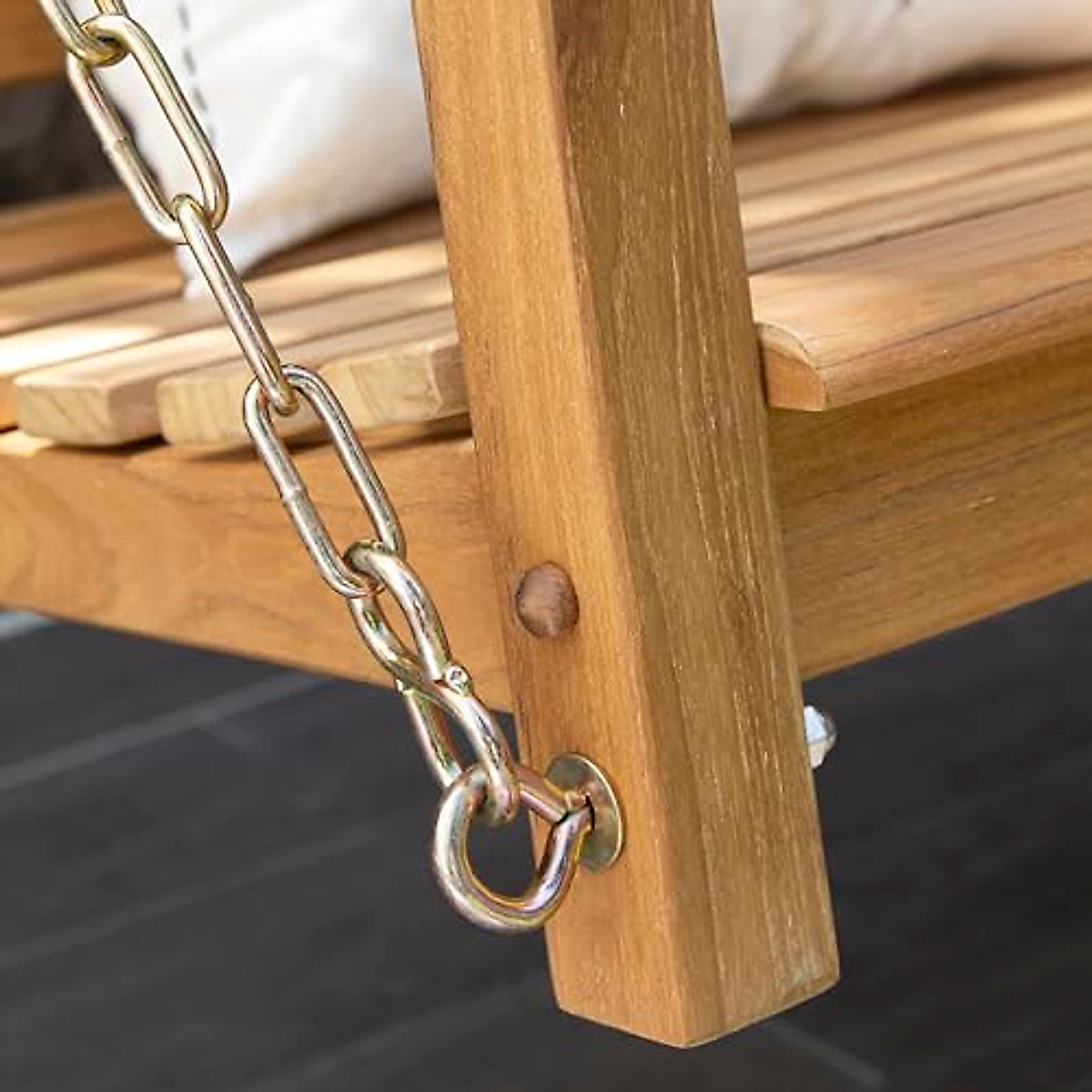 Cambridge Casual Maine Teak Wood Porch Swing, Natural Teak