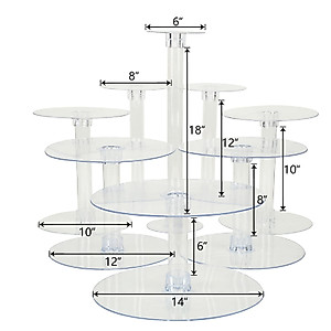 TABLECLOTHSFACTORY Lovely 8 Tier Acrylic Crystal Glass Clear Cake Dessert Decorating Stand For Birthday Xmas Party Wedding