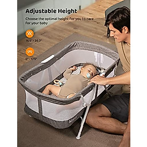 besrey Bassinet for Baby, 3 in 1 Portable Baby Bassinets, Rocking Cradle Bed, Easy Folding Bedside Sleeper Crib, Quick-Fold for Newborn Infant, up to 33 lb Compact Storage, Mattress and Net Included