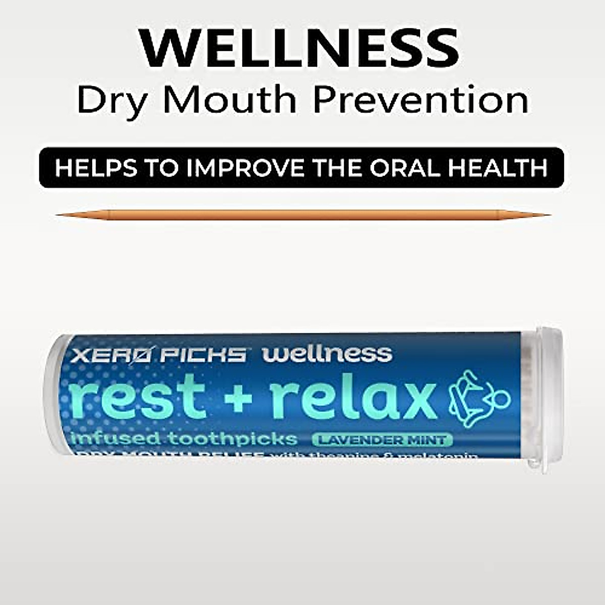 Xero Picks Wellness - Infused Flavored Toothpicks for Long Lasting Fresh Breath & Dry Mouth Prevention - 60 Picks - 3 Pack - Lavender Mint - Rest + Relax
