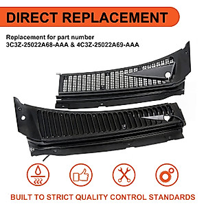 ECOTRIC Windshield Wiper Cowl Cover Panel Compatible with 1999-2007 Ford F250 F350 F450 F550 Super Duty 2000-2005 Ford Excursion Replacement for 3C3Z-25022A68-AAA 4C3Z-25022A69-AAA