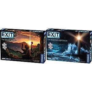 EXIT: The Game 2-Pack Escape Room Bundle | Season 5B| Sacred Temple, Deserted Lighthouse | with Jigsaw Puzzles | Escape Room Game in a Box | A Kosmos Game | an at-Home Experience | 1 to 4 Players