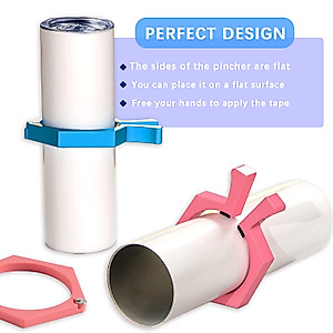 2 Pack Sublimation Tumblers Pinch Tool, Tool for 20 Oz Sublimation Blanks Tumbler Skinny Straight, Pinch Tumbler Perfect Clamp Grip Tool, Supplies for Sublimation Paper and Tumblers (Pink,Blue)
