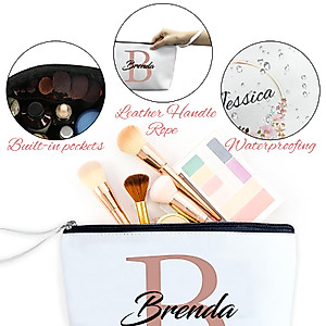 ubmpj Personalized Makeup Bag PU Leather Waterproof Custom Monogrammed Cosmetic Bag with Inner Pocket Gift for Wedding Birthday Christmas Bride Bridesmaid Friends