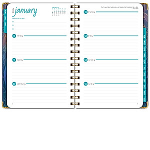 Global Printed Products HARDCOVER 2024 Planner: (November 2023 Through December 2024) 5.5"x8" Daily Weekly Monthly Planner Yearly Agenda Bookmark, Pocket Folder & Sticky Note Set (Pastel Peacock)