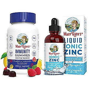 Immunity Gummies & Liquid Zinc Bundle by MaryRuth's | 5-in-1 Sugar Free Immunity Gummies, 90ct | Ionic Zinc Sulfate Drops + Organic Glycerin, 4oz | Formulated for Adults & Kids | Vegan, Non-GMO