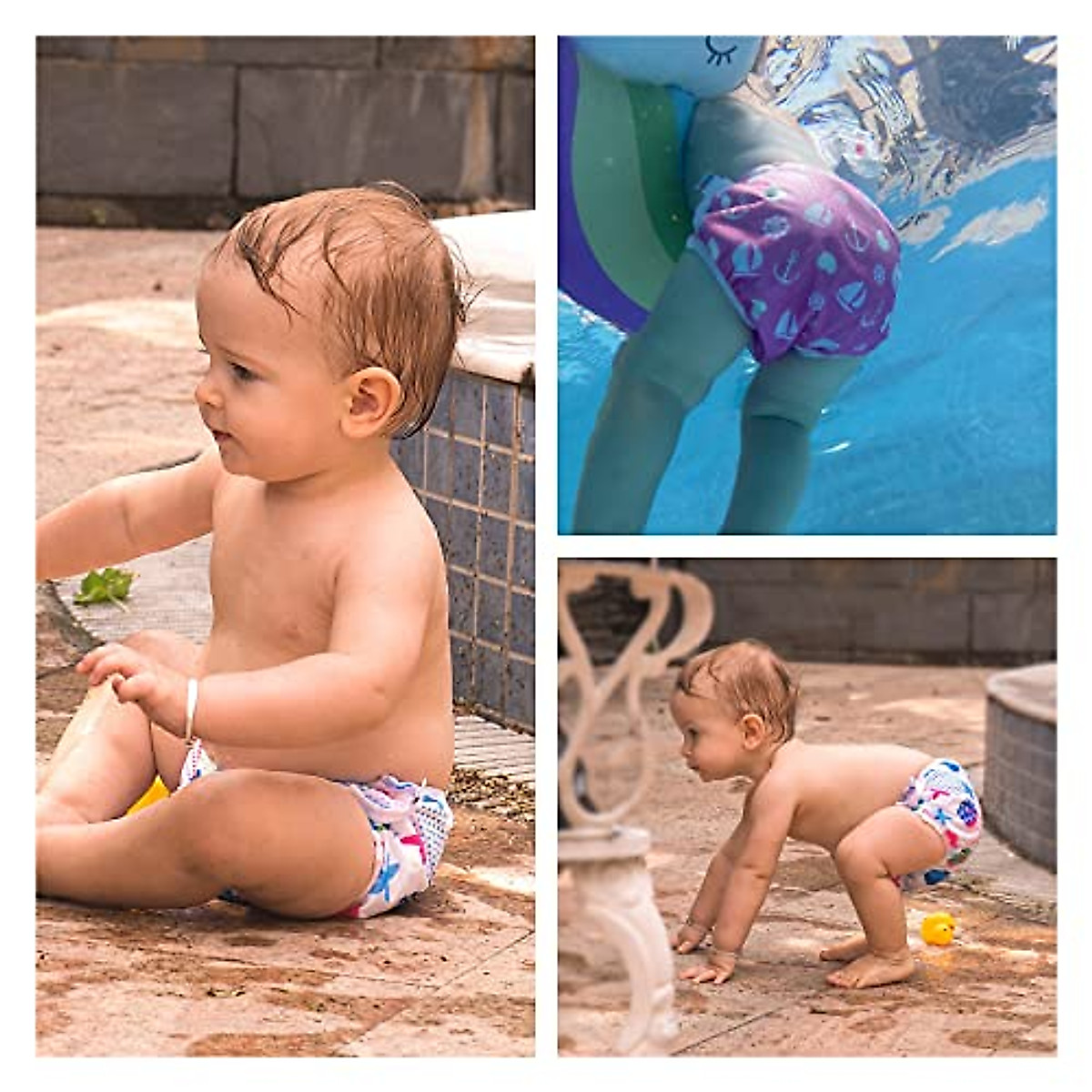 ALVABABY Swim Diapers 2pcs Baby & Toddler Snap One Size Reusable Adjustable Baby Shower Gifts Baby Boy SW09-10