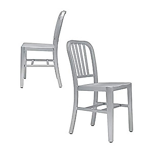 Laura Davidson Furniture Set of 2 Bryant Side Chairs for Dining & Office- Commercial Grade and Lightweight with Arm Rest, Made of Aluminum, Aluminum