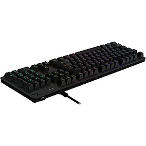 Logitech G512 Lightsync RGB Mechanical Gaming Keyboard, Carbon English Layout GX Blue Switch, Brushed Aluminum Case, USB Pass Through, 920-008936 (Renewed)