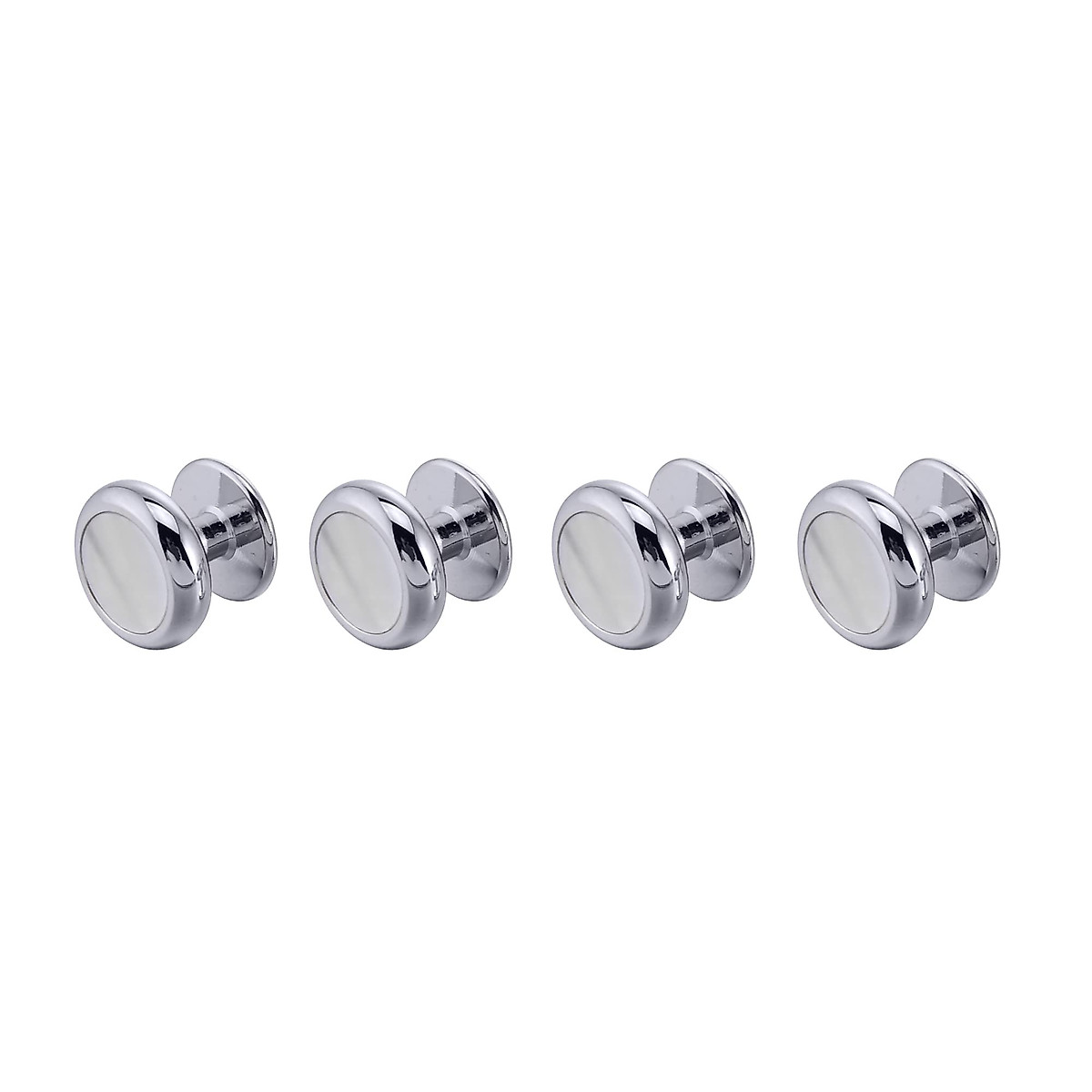 Jonwo 4pcs Men's Tuxedo Studs Mother of Pearl Stainless Steel Men Shirt Studs Button Set Wedding Party Business (Silver 4pcs Studs)