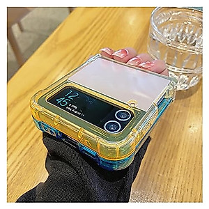 Gradient Phone Case for Samsung Galaxy Z Flip 4 5 ZFlip 3 Flip 5 3 4 Hard Transparent PC Cover (Color : BluePurple, Size : for Samsung Z Flip 5)