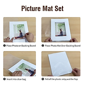 Falling in Art 25 Pack Acid-Free 16x20" White Picture Mats Board Show Kit for 11x14" Pictures, 4-Ply Beveled Precut Photo Boards with Backing Boards and Plastic Clear Bags