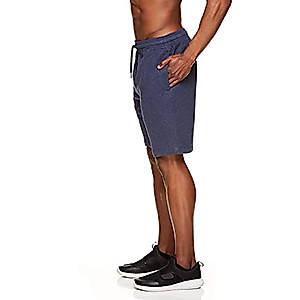 Gaiam Men's French Terry Yoga Shorts - Athletic Gym and Running Sweat Short with Pockets - Savasa Navy Heather, Large