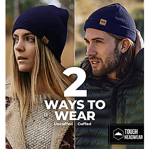 Tough Headwear Beanies for Men & Women - Knit Beanie, Warm & Soft Ribbed Beanie, Daily Knit Hat, Women & Mens Toboggan Hat for Cold Weather Navy Blue