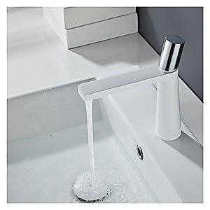 Black Brass Bathroom Basin Sink Faucets Single Hole Handle Hot and Cold Water 360 Degree Rotation Deck Mounted for Bath Kitchen ( Color : WS Short )