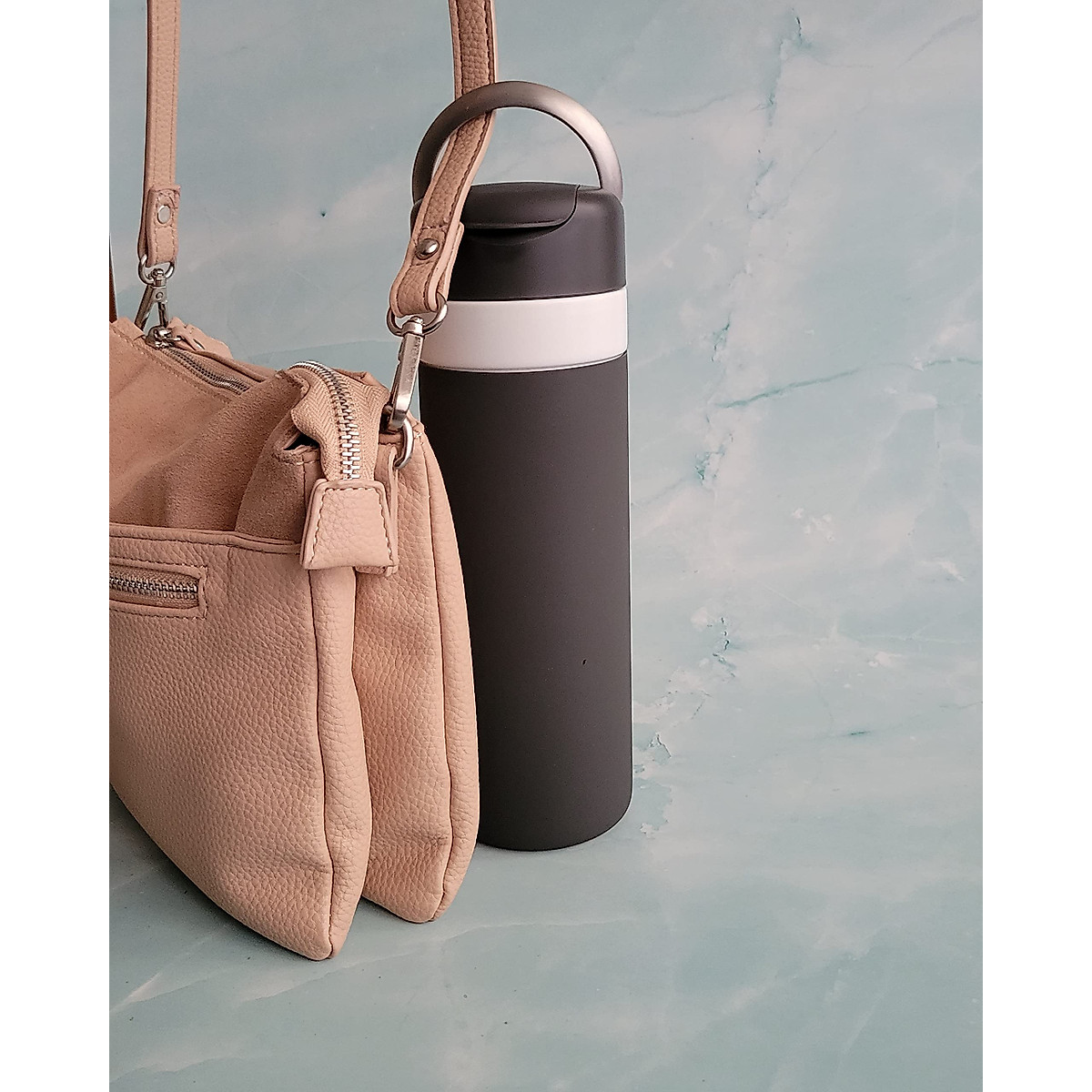 W&P Porter Drink Through Lid for Insulated Water Bottles, Leak-Proof, Carrying Handle, BPA Free, Charcoal