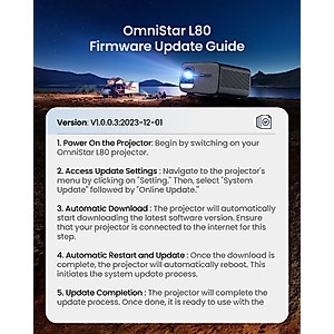 CASIRIS OmniStar L80 4K Projector with WiFi and Bluetooth, 1500 ANSI Lumen Native 1080P Video Projector, Auto Focus/Keystone, 2x15W Speakers, 200" Display Compatible with iOS/Android/HDMI/USB/TV Stick