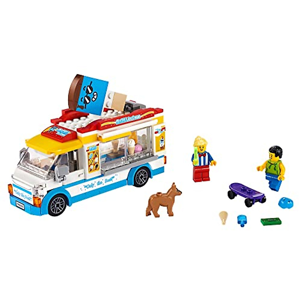 LEGO City Ice Cream Truck Van 60253 Building Toy Set - Featuring Skater Minifigures, Skateboard, and Dog Figure, Fun Gift Idea for Boys, Girls, and Kids Ages 5+
