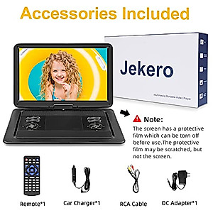 𝗝𝗘𝗞𝗘𝗥𝗢 19.6" Portable DVD Player with 17.1" Large HD Screen, 5 Hours Battery DVD Player Portable with Car Charger, Kids Portable DVD Player Support All Region Discs, USB and SD Card, Sync TV