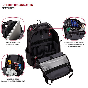 SwissGear Tool Bag Backpack, Fits Up to 17-Inch Laptop, Work Pack PRO, Black