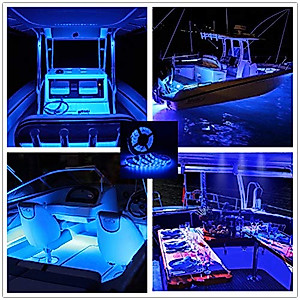 LED Boat Strip Lights, 32.8FT Marine Pontoon Led Lights, Waterproof Boat Interior Light, Under Gunnel Lights, Boat Deck Light, Night Fishing Lights, Good for Pontoon Bass Fishing Yacht Kayak (Blue)