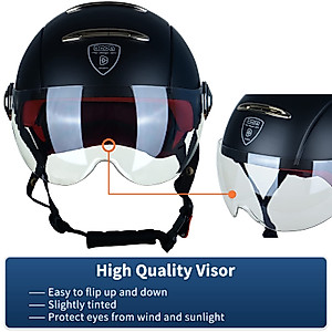 BEON Adult Bicycle Helmet with Tinted Visor Mountain & Road Bike Helmets for Men Women Cycling Helmet for Recreational Bicycling Jet Helmet for Riding Scooter