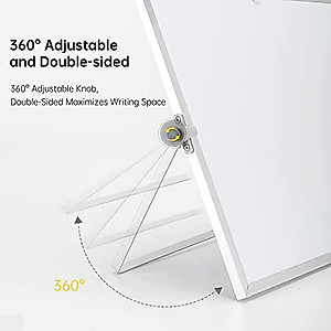 Vusign Dry Erase White Board, 10inX10in Magnetic Desktop Whiteboard with Stand, 10 Markers, 4 Magnets, 1 Eraser, Portable Double-Sided White Board Easel for Office, Home, School, Kids Drawing, Memo