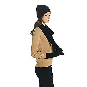 EURKEA 100% Cashmere Winter Scarf in Solid Colors with Gift Box for Women, Warm & Soft & Lightweight, Gift Ready, Black, Free Size