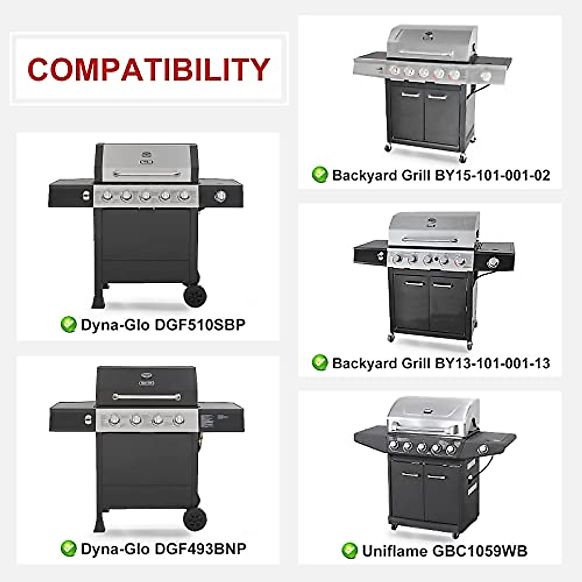 Adviace Bigbox Grill Heat Shield Plate for Backyard Grill BY13-101-001-12, BY13-101-001-13, GBC1460W, GBC1461W, 15 inch Burner Cover for Dyna-Glo DGF510SBP, DGF493BNP, Uniflame, BHG Grill (5 Packs)