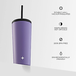 JoyJolt Vacuum Insulated 24 oz Tumbler with Lid and Straw (2 Each) Vacuum Double Wall Stainless Steel Tumbler, Copper Lined for 12Hr Hold/Cold Drinks. Leakproof Water Bottle, Tea or Iced Coffee Cup