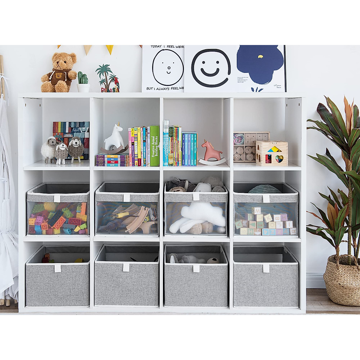 StorageWorks 3-Pack Closet Storage Bins with 2-Pack Rectangle Closet Baskets