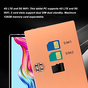 10.1 Inch FHD Tablet, 4G LTE Calling Tablet for Android12, 8GB RAM 256GB ROM, Support 5G WiFi Dual Band, Octa Core 7000mAh Tablet PC with Dual Camera for Daily Life