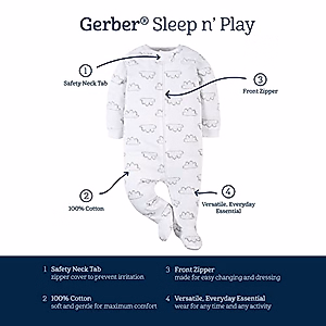 Gerber Unisex Baby 4 Pack Sleep 'N Play Footie Sheep 3-6 Months