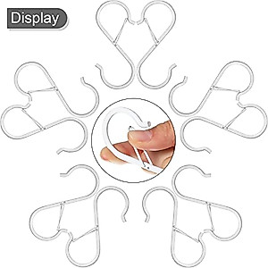 S Hooks Metal Safety Buckle S Shaped Hooks Stainless Steel S Hook Hangers Heavy Duty Anti-Falling S Hooks for Hanging Plants, Lights, Pot, Pans, Cups for Kitchen, 3.55 Inch (White,20 Packs)