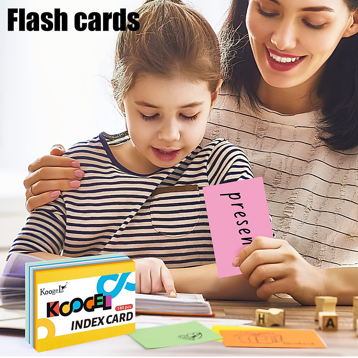 Koogel Blank Index Cards, 180PCS Flash Cards Unruled 4 x 6 Inch Note Cards Study Cards 9 Neon Colors for School Learning Office Memo