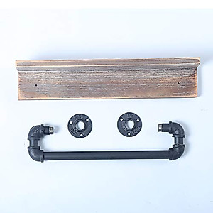 Womio Rustic Towel Racks with Towel Bar,20" Farmhouse Bathroom Shelves Wall Mounted,Industrial Pipe Home Decor Wall Shelf,Floating Shelves