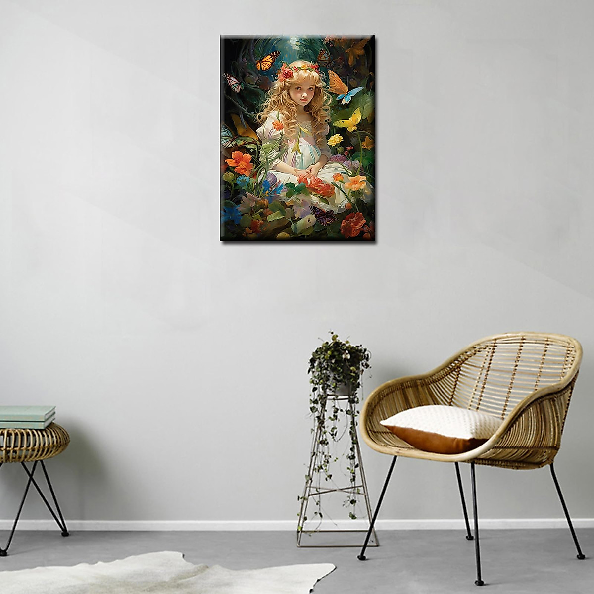 TUMOVO Angel Girl Diamond Painting DIY 5D, Numbering Kit, Crystal Rhinestone Diamond Painting Forest，Flower，Butterfly Pictures Full Moon Artwork Home Decor Adults Kid Nordics Boho Gift(12''Wx 16''H)