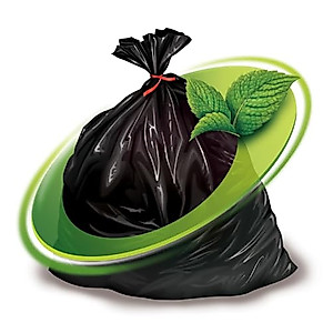 Mint-X Rodent Repellent Trash Bags, 1.3 Mil, Flat Seal, 47" Height x 43" Length, Black (Pack of 100)